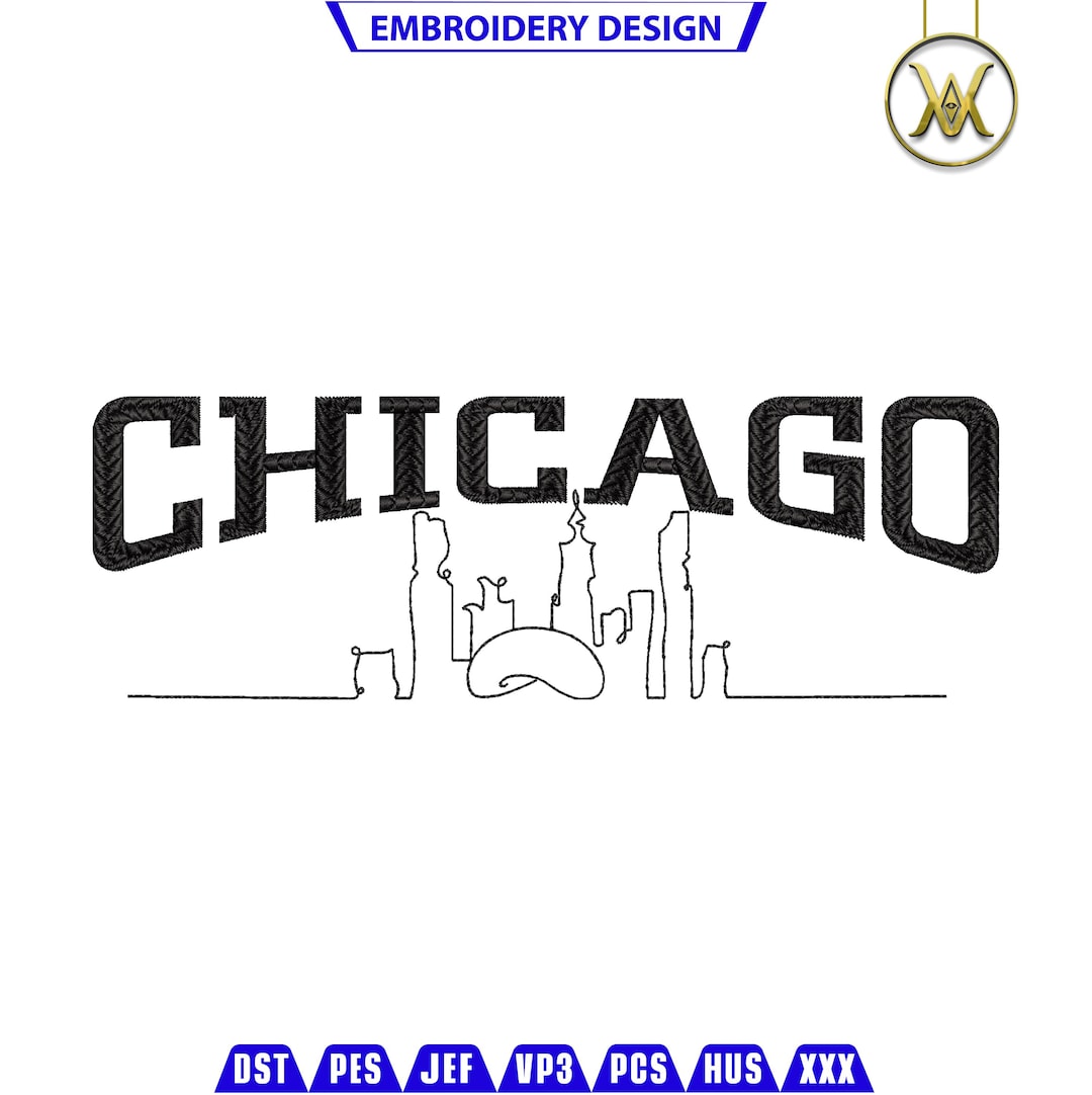 Chicago Skyline Embroidery Design: State Embroidery File (digital ...