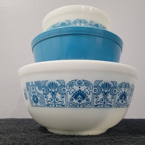 Pyrex Horizon Blue Mixing Bowl Set - Etsy