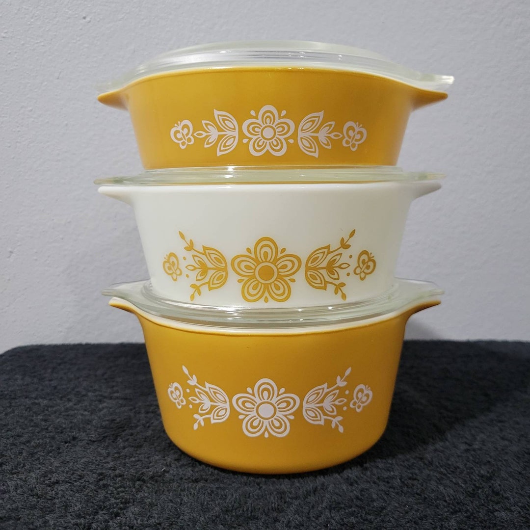 Pyrex Butterfly Gold Bake, Serve, & Store Casserole Dish Set - Etsy