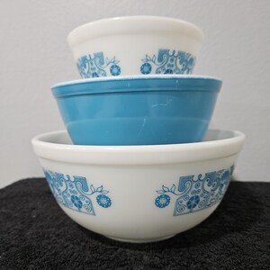 Pyrex Horizon Blue Mixing Bowl Set - Etsy