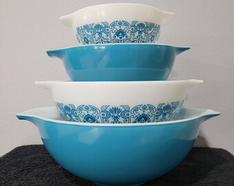 Pyrex Horizon Blue Mixing Bowl Set - Etsy