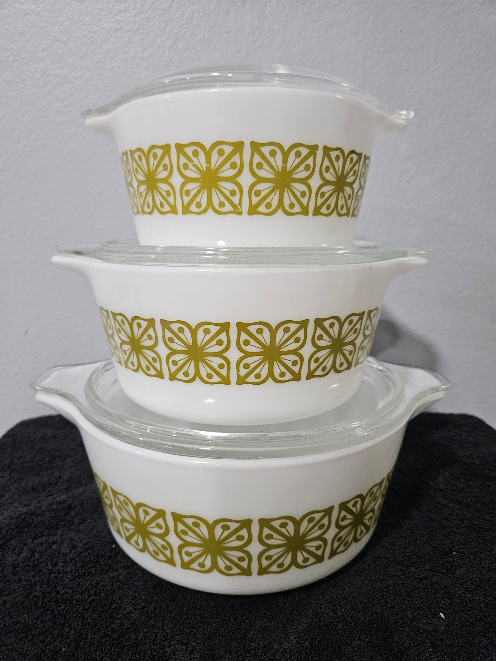 Pyrex Verde Autumn Floral Square Flowers Round Casserole Set - Etsy