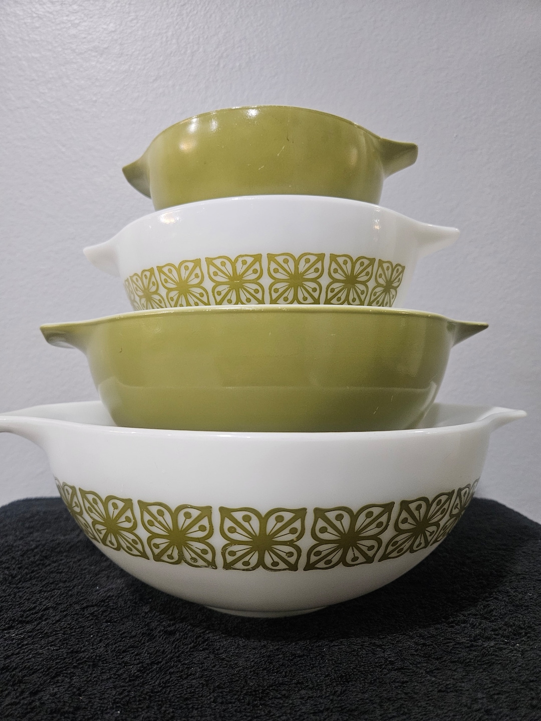 Pyrex Verde Square Flowers Cinderella Mixing Bowl Set - Etsy