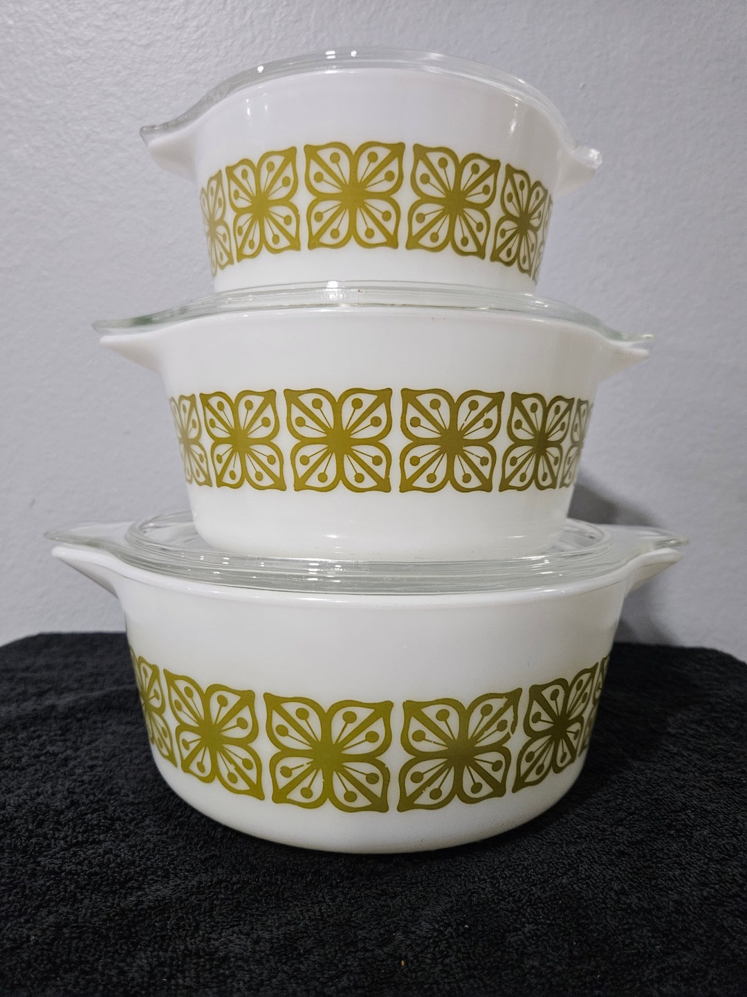 Pyrex Verde Autumn Floral Square Flowers Round Casserole Set - Etsy