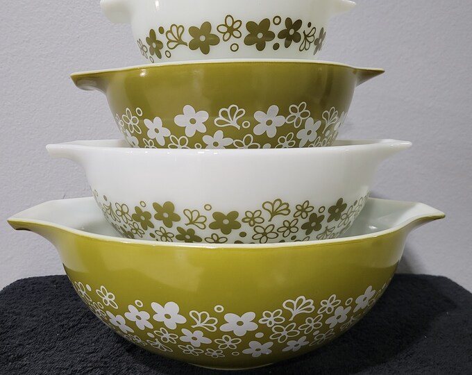 Pyrex Spring Blossom Green Cinderella Mixing Bowl Set - Etsy