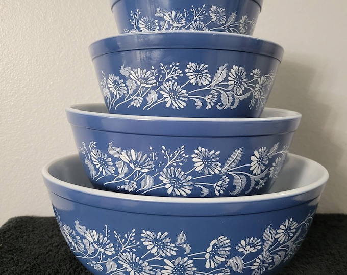 Pyrex Colonial Mist Blue Mixing Bowl Set - Etsy