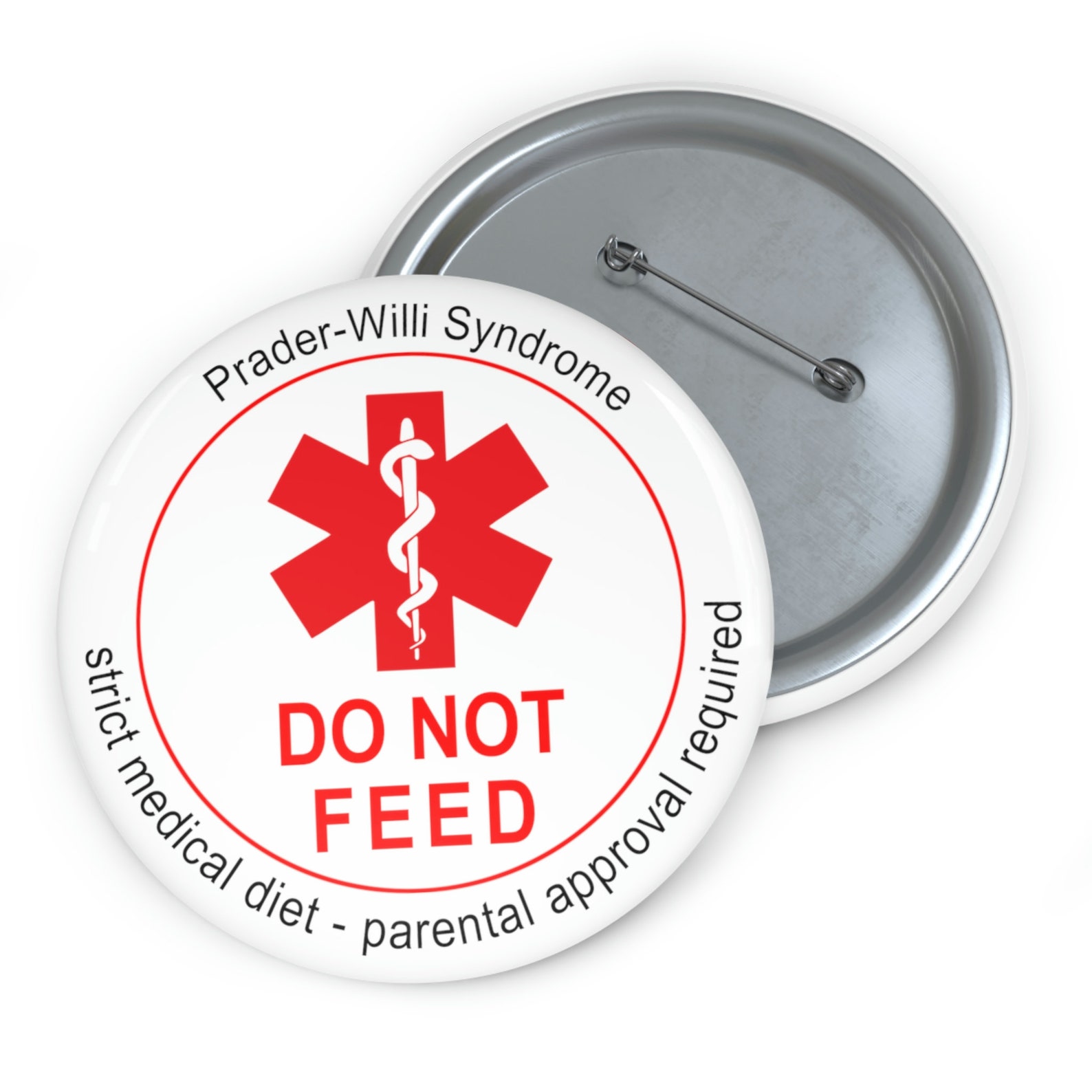 Medical Do Not Feed Alert Pin Button With PWS Details - Etsy