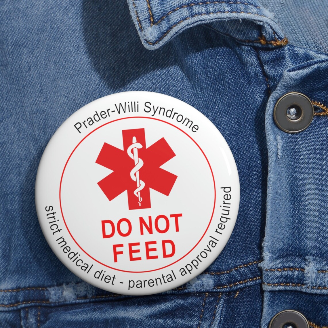 Medical Do Not Feed Alert Pin Button With PWS Details - Etsy