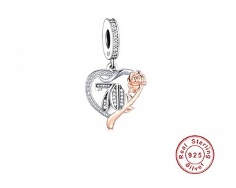 70th Birthday Charm Genuine 925 Sterling Silver & Rose Gold - Etsy