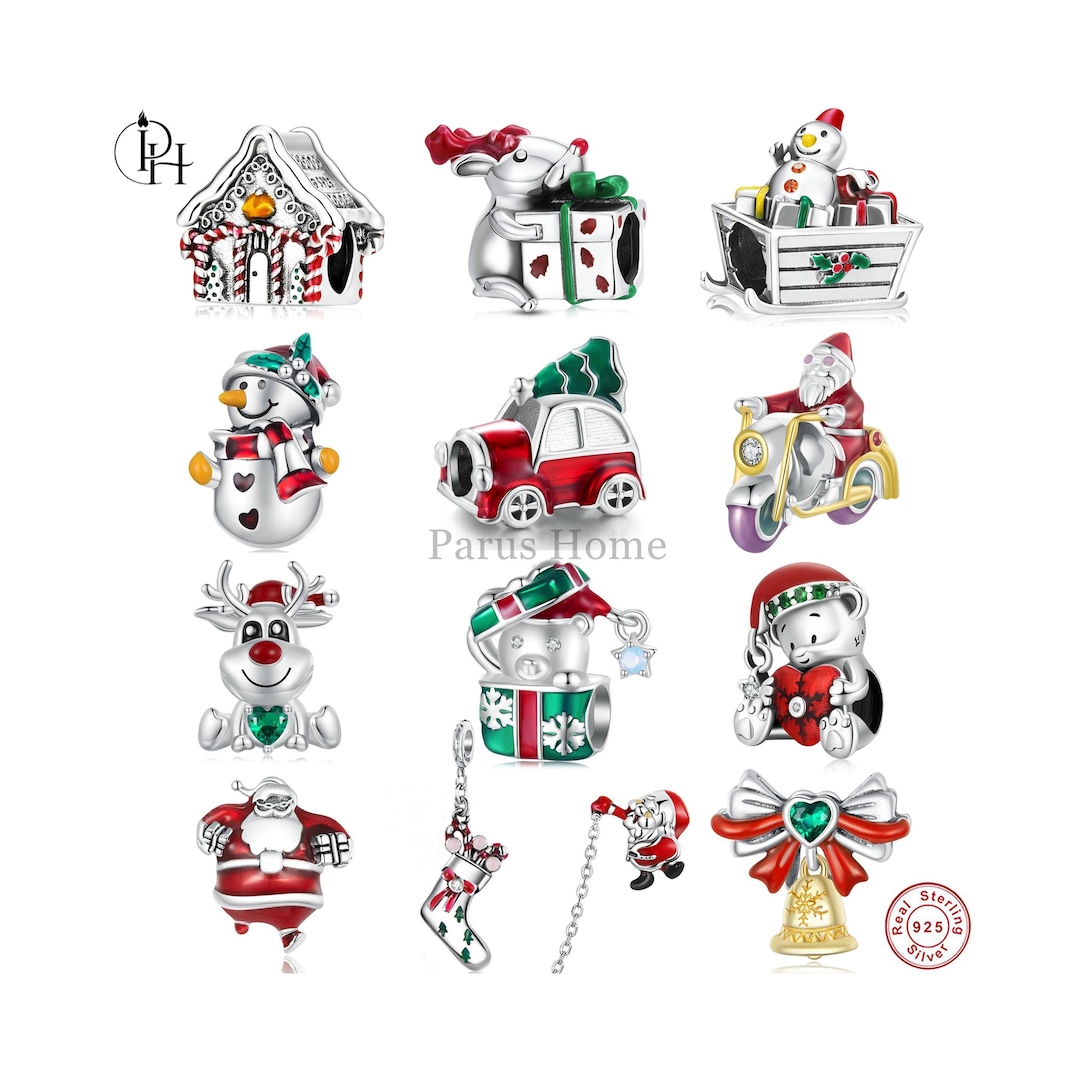 Christmas Charm Pandora Fitting Snowman Bear Red Heart Gingerbread ...