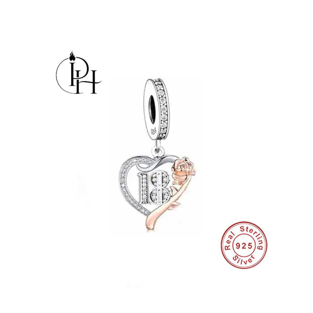 Pandora Fitting 18th Birthday Charm 925 Silver & Rose Gold Flower Gift ...