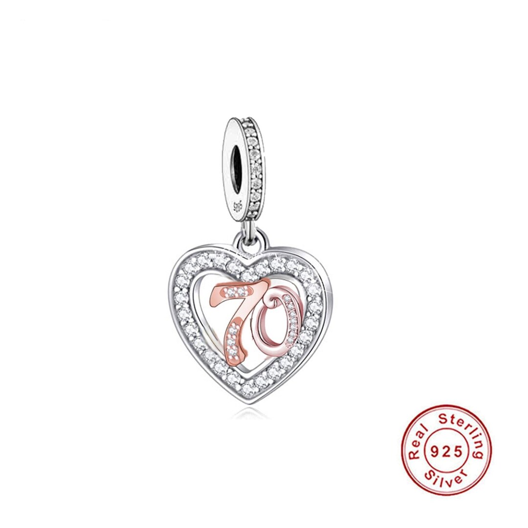 Pandora Fitting 70th Birthday Charm 925 Sterling Silver & Rose Gold ...