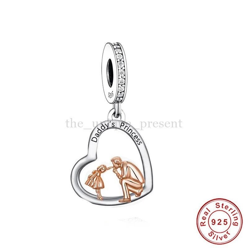 Pandora Fitting Dad & Daughter Charm Genuine Silver Princess Dangle ...
