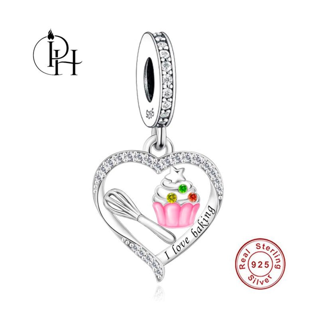 I Love Baking Cupcake Charm, Pandora Fitting 925 Silver Whisk Pastry ...