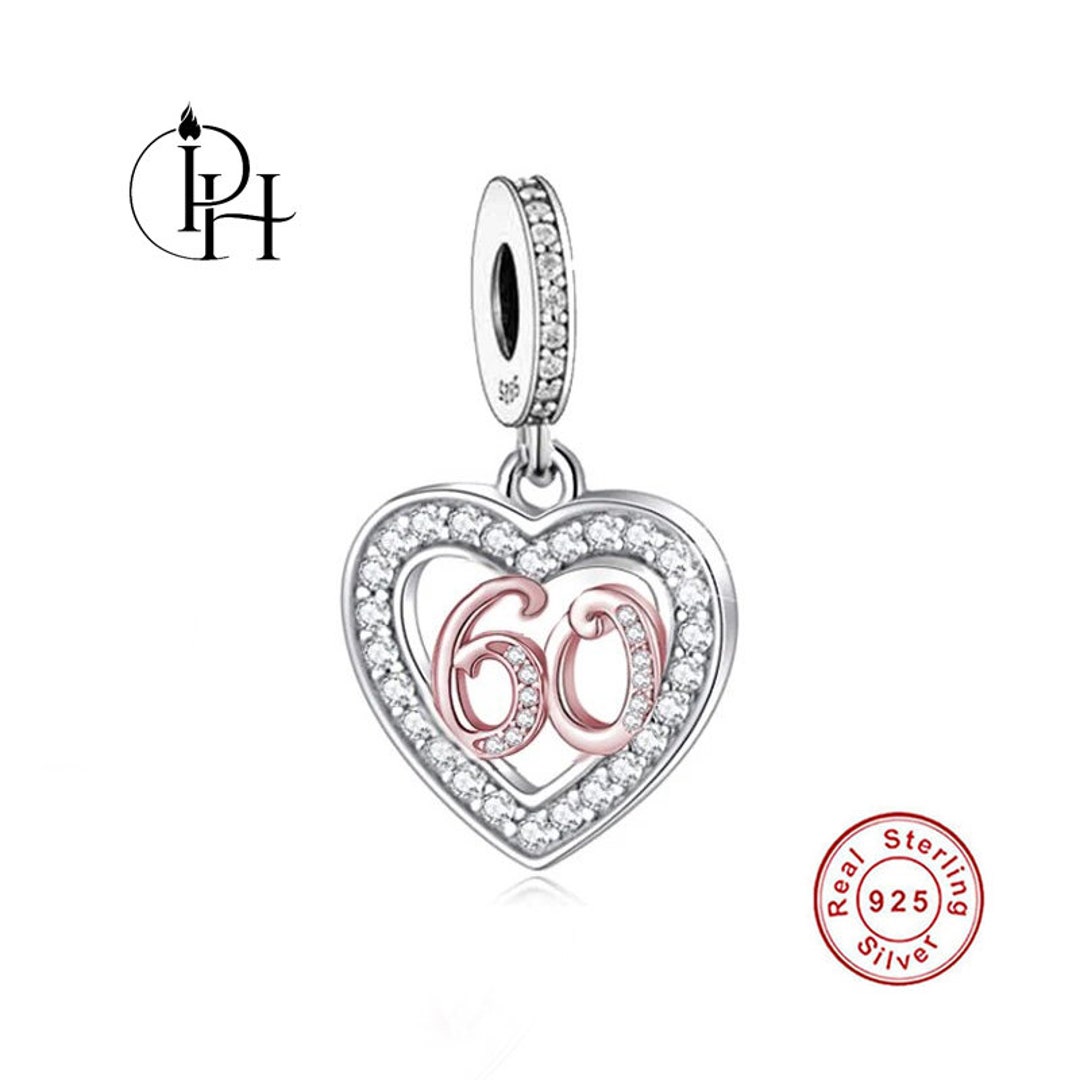 Pandora Fitting 60th Years Birthday Charm 925 Silver Rose Gold ...
