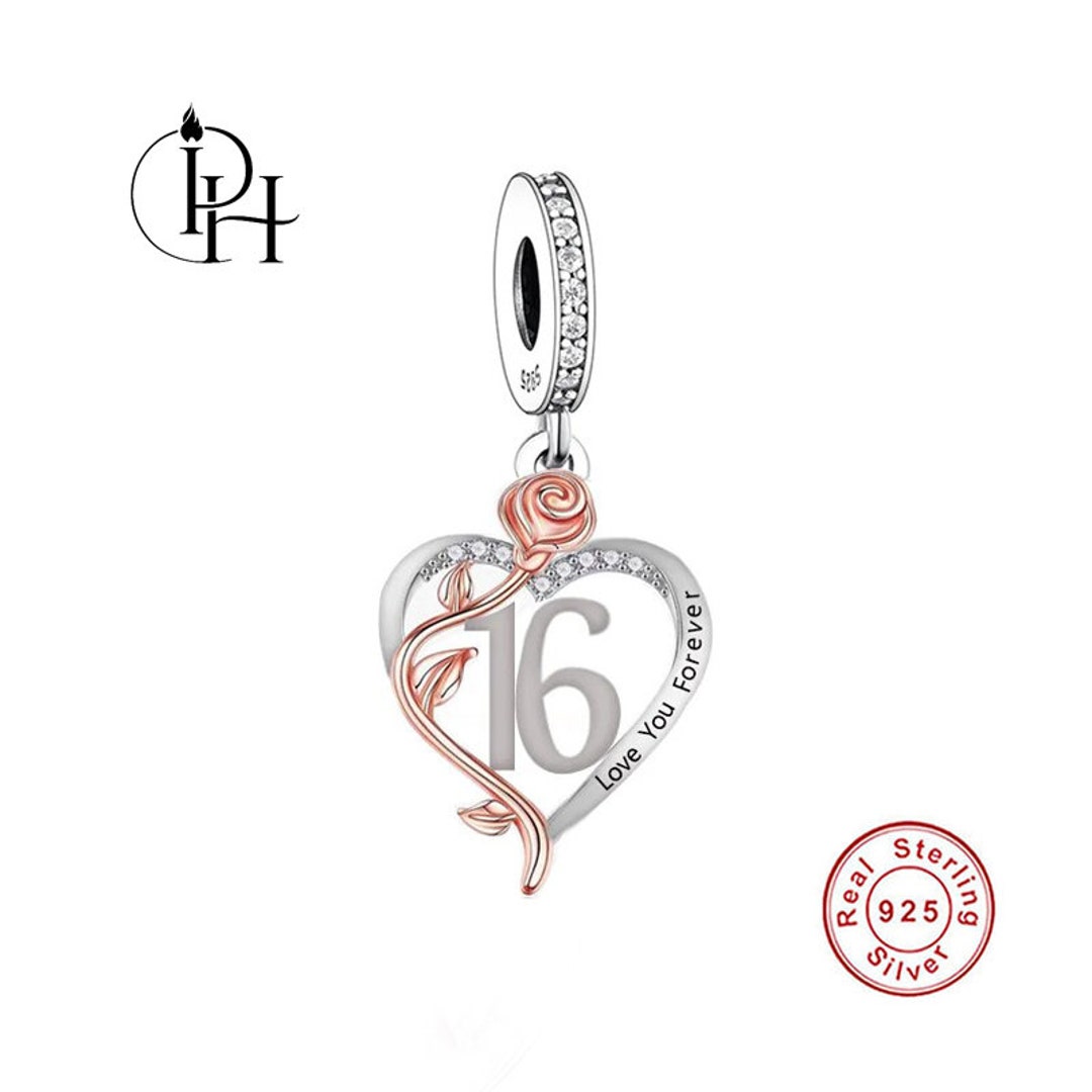 16th Birthday Charm Genuine Pandora Compatible Heart I Love You Forever ...
