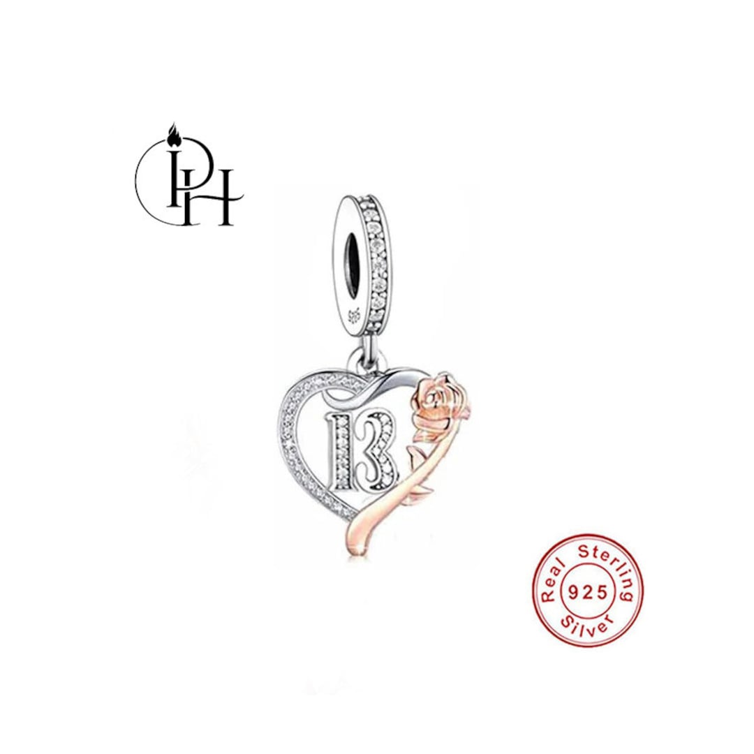 Pandora Fitting 13th Birthday Charm 925 Sterling Silver & Rose Gold ...