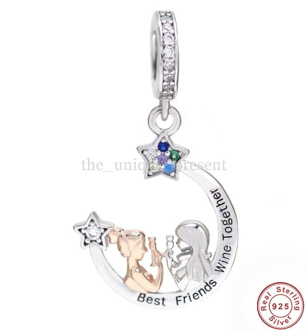 Pandora Fitting Best Friends Charm Wine Together Dangle 925 Silver ...