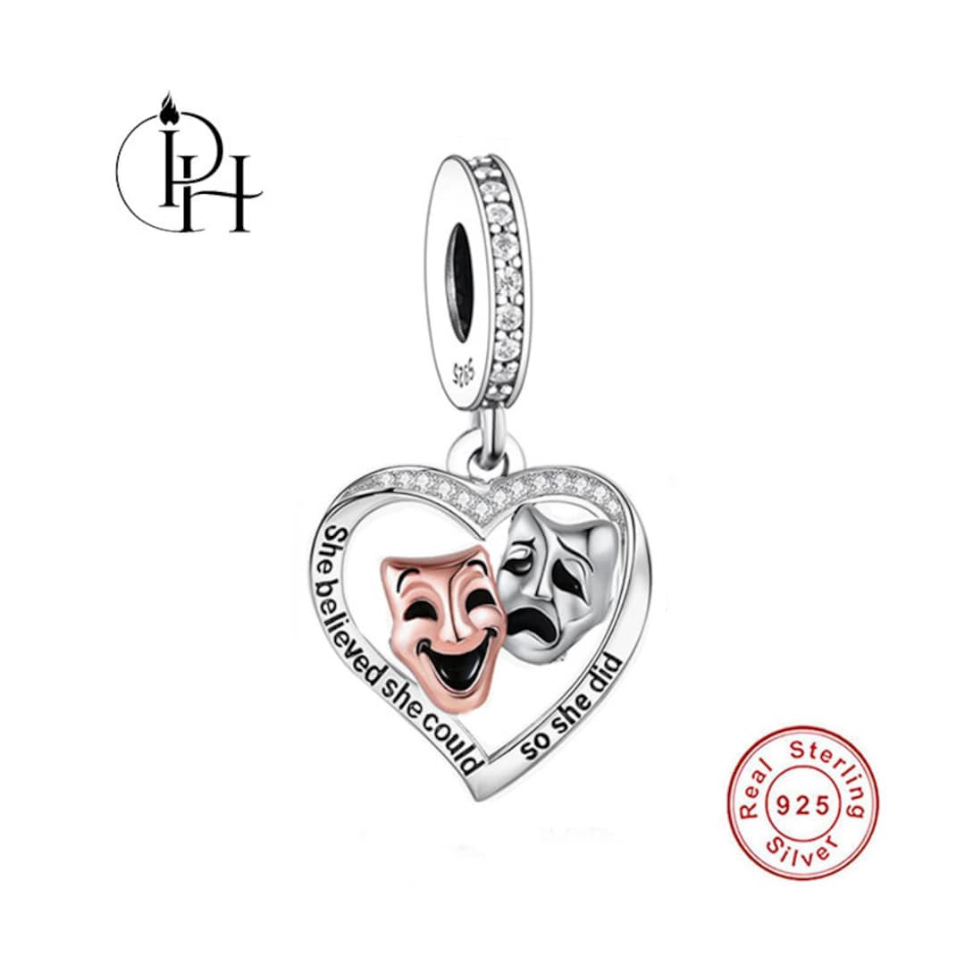 Drama Theatre Mask Charm Pandora Fitting Comedy Tragedy Bracelet Gift ...