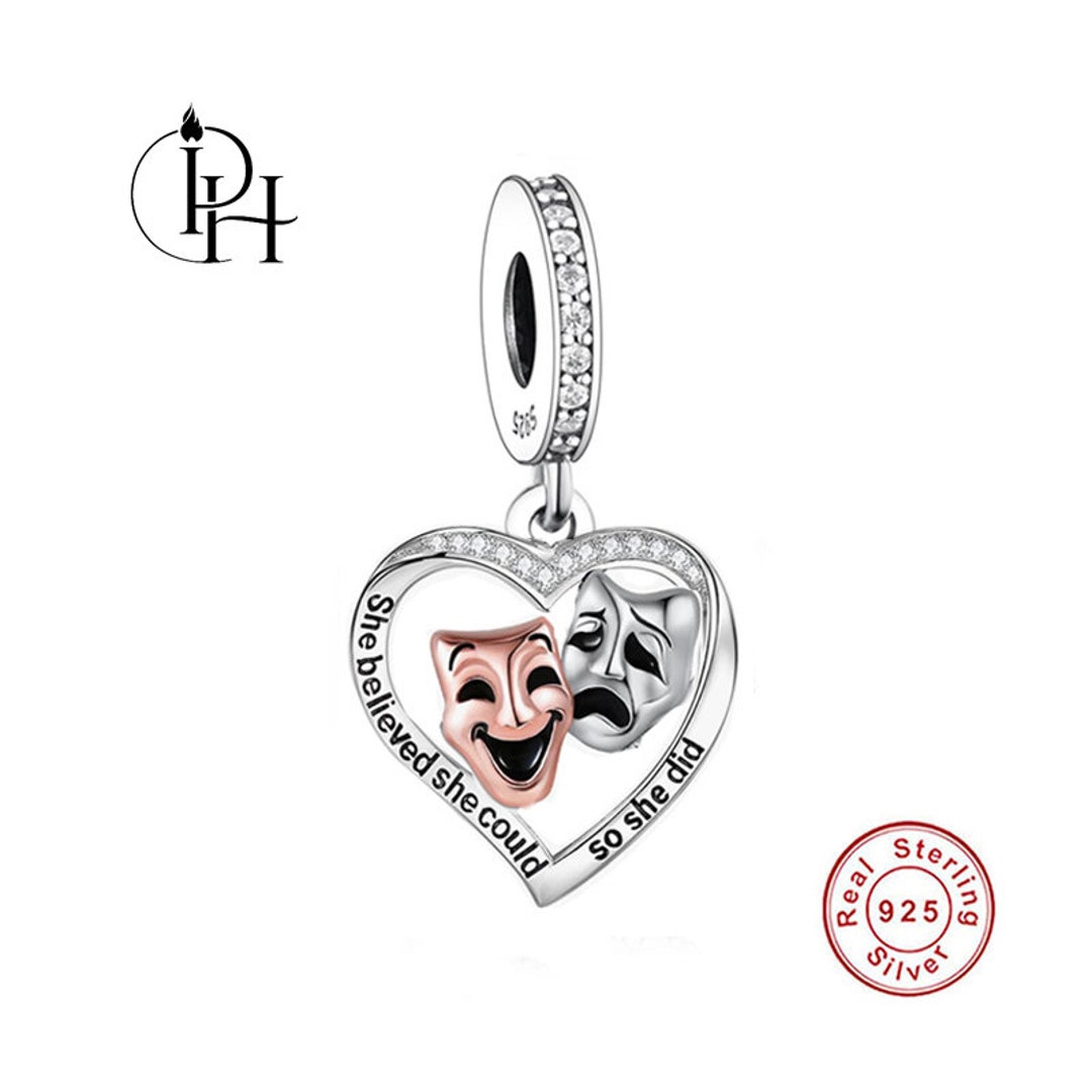 Drama Theatre Mask Charm Pandora Fitting Comedy Tragedy Bracelet Gift ...
