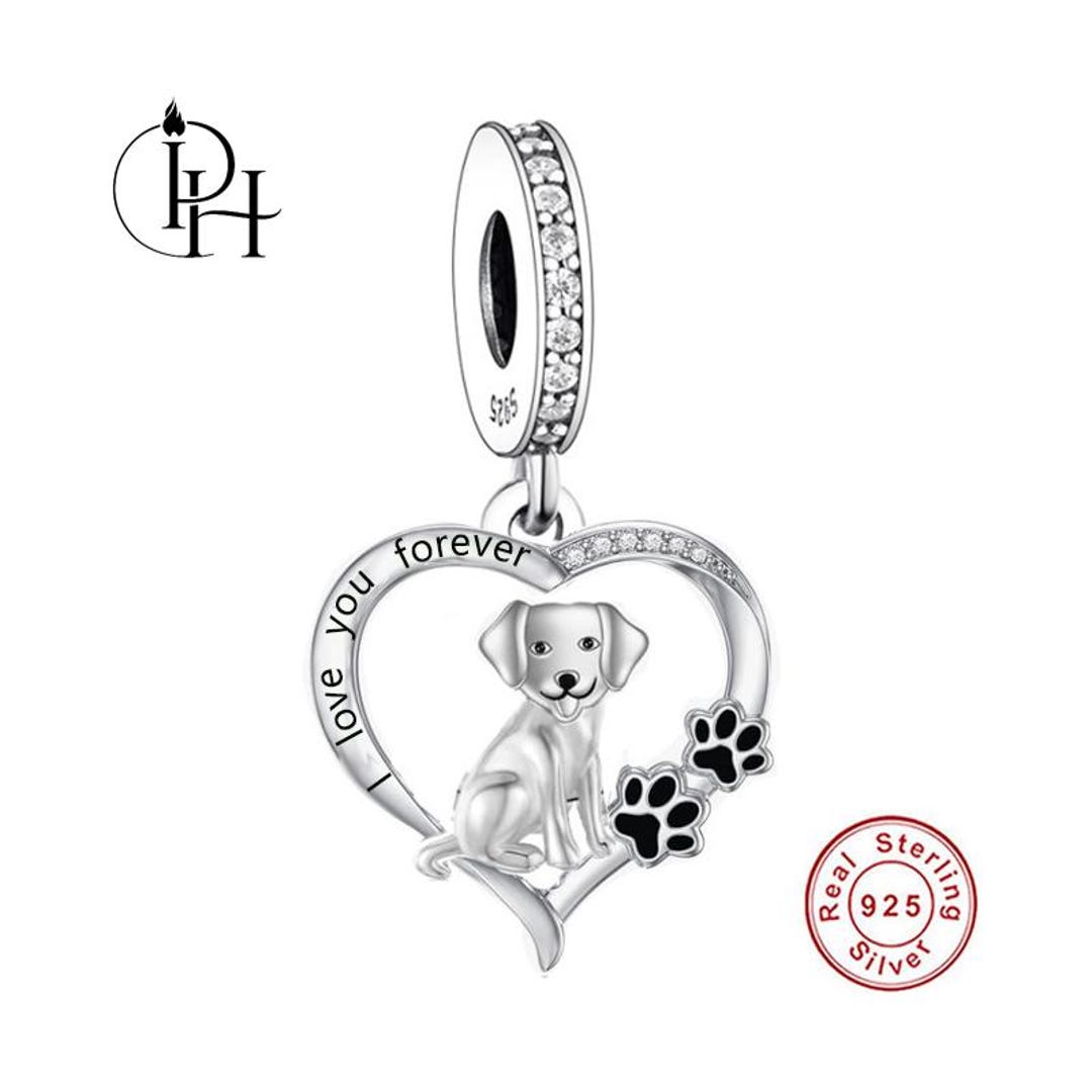 Labrador Dog Charm – Pandora Compatible 925 Sterling Silver Paw Heart ...