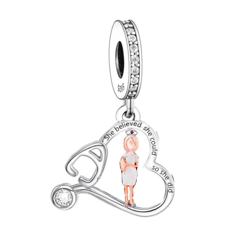 Pandora Fitting Nurse Charm 925 Silver Doctor Graduation Dangle NHS ...