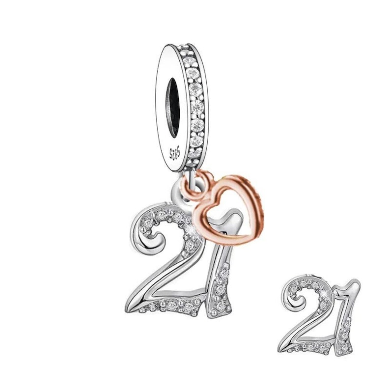 21st Birthday Charm Pandora Fitting Genuine 925 Silver & Rose Gold ...