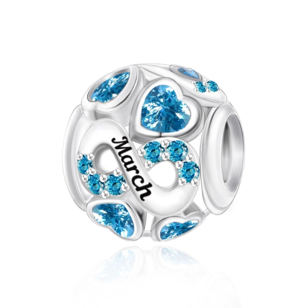 March Birthstone Charm Pandora Fitting Birthday Gift, Aquamarine Stone ...