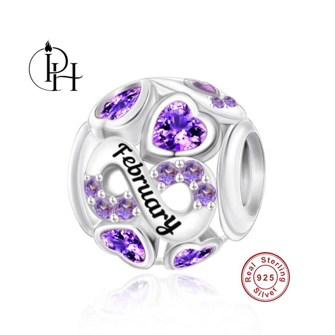 February Birthstone Charm Pandora Fitting Birthday Gift, Birth Month ...