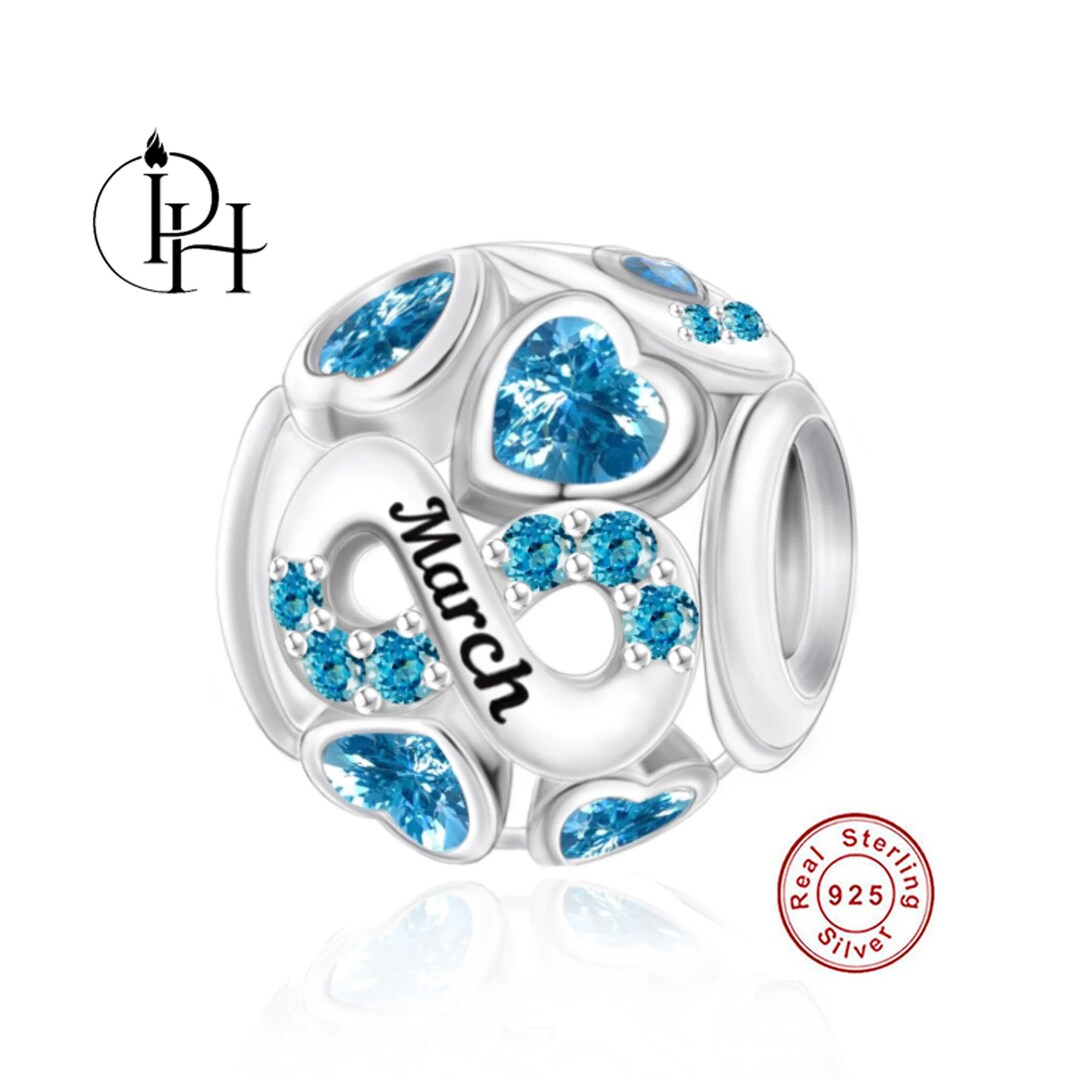 March Birthstone Charm Pandora Fitting Birthday Gift, Birth Month ...