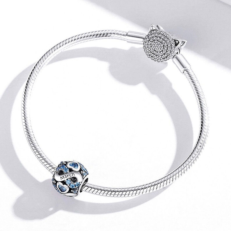 March Birthstone Charm Pandora Fitting Birthday Gift, Aquamarine Stone ...
