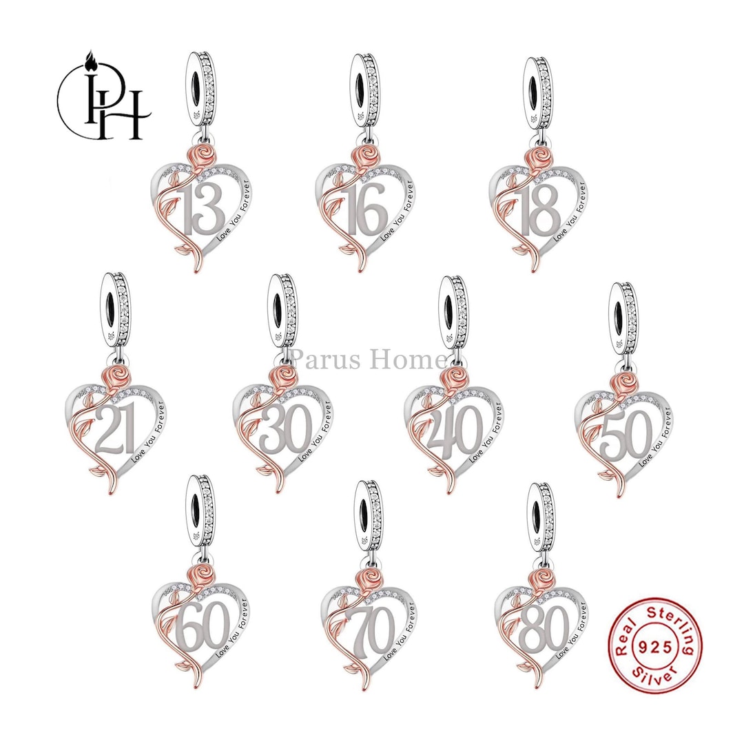 Pandora Compatible Charm 13th 16th 18th 21st 30th Birthday 40th 50th ...