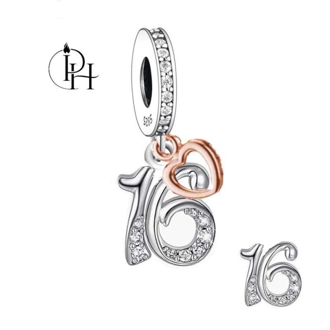 16th Birthday Charm Genuine Pandora Fitting Silver Sixteen Dangle ...