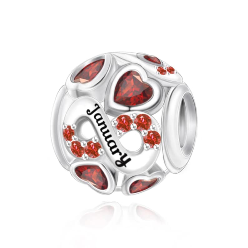 January Birthstone Charm Pandora Fitting Birthday Gift, Red Stone 925 ...