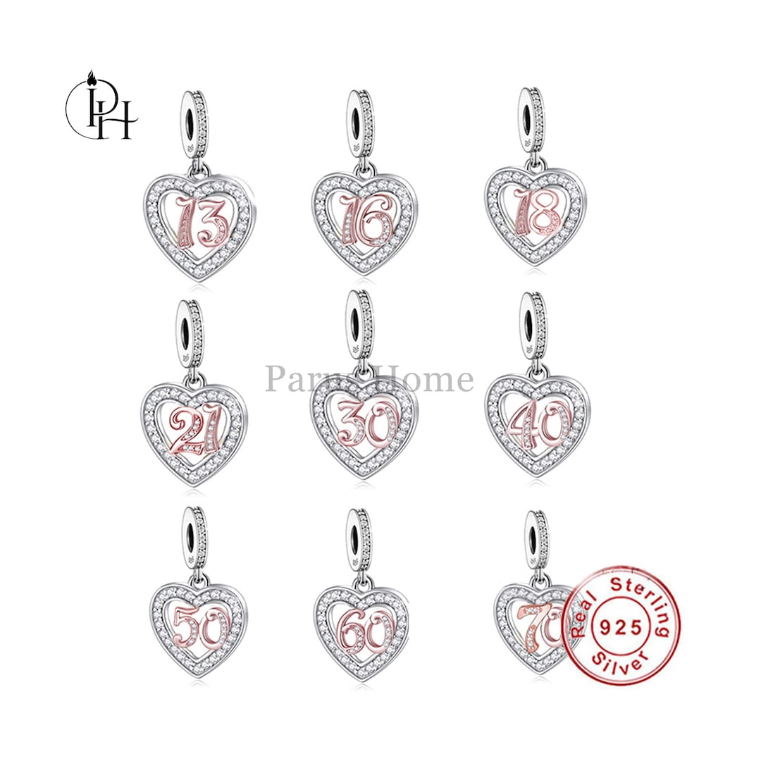 Pandora Fitting Birthday Charm 13th 16th 18th Sterling Silver 21st 30th ...