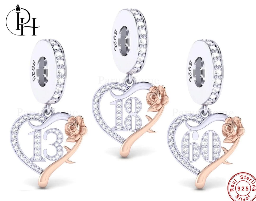 Silver Charm 13th 16th 18th Birthday 21st 30th 40th 50th 60th 70th 80th ...