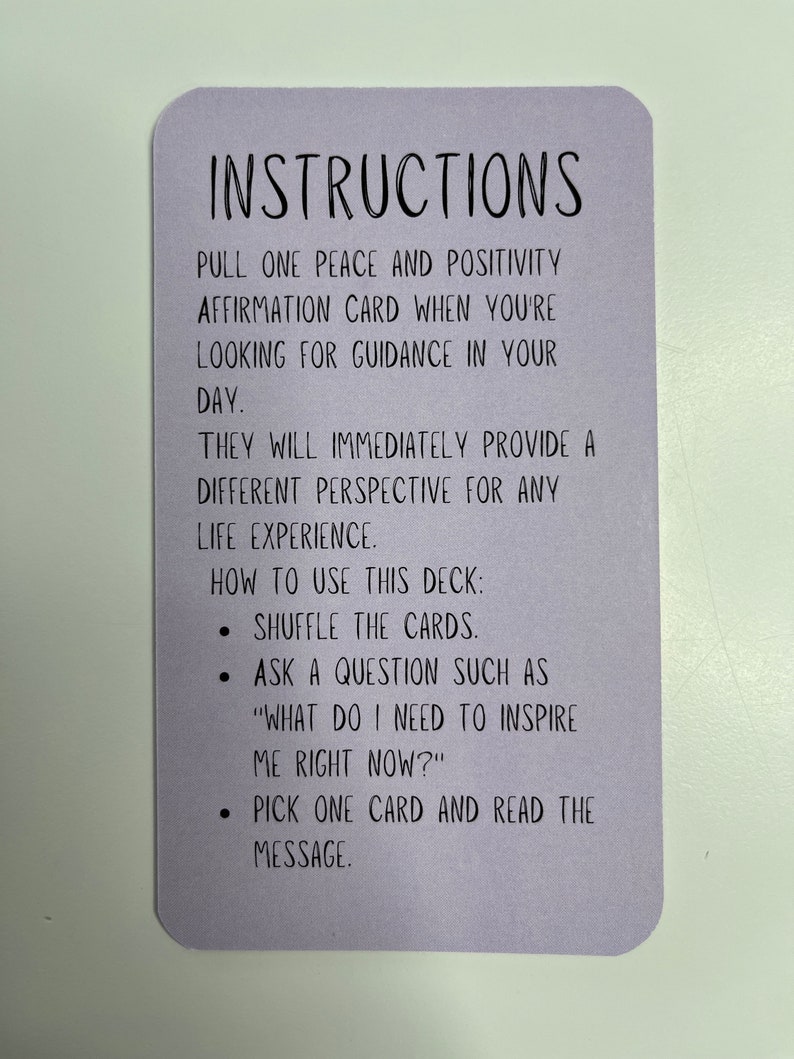 Peace and Positivity Affirmation Cards Set - Etsy