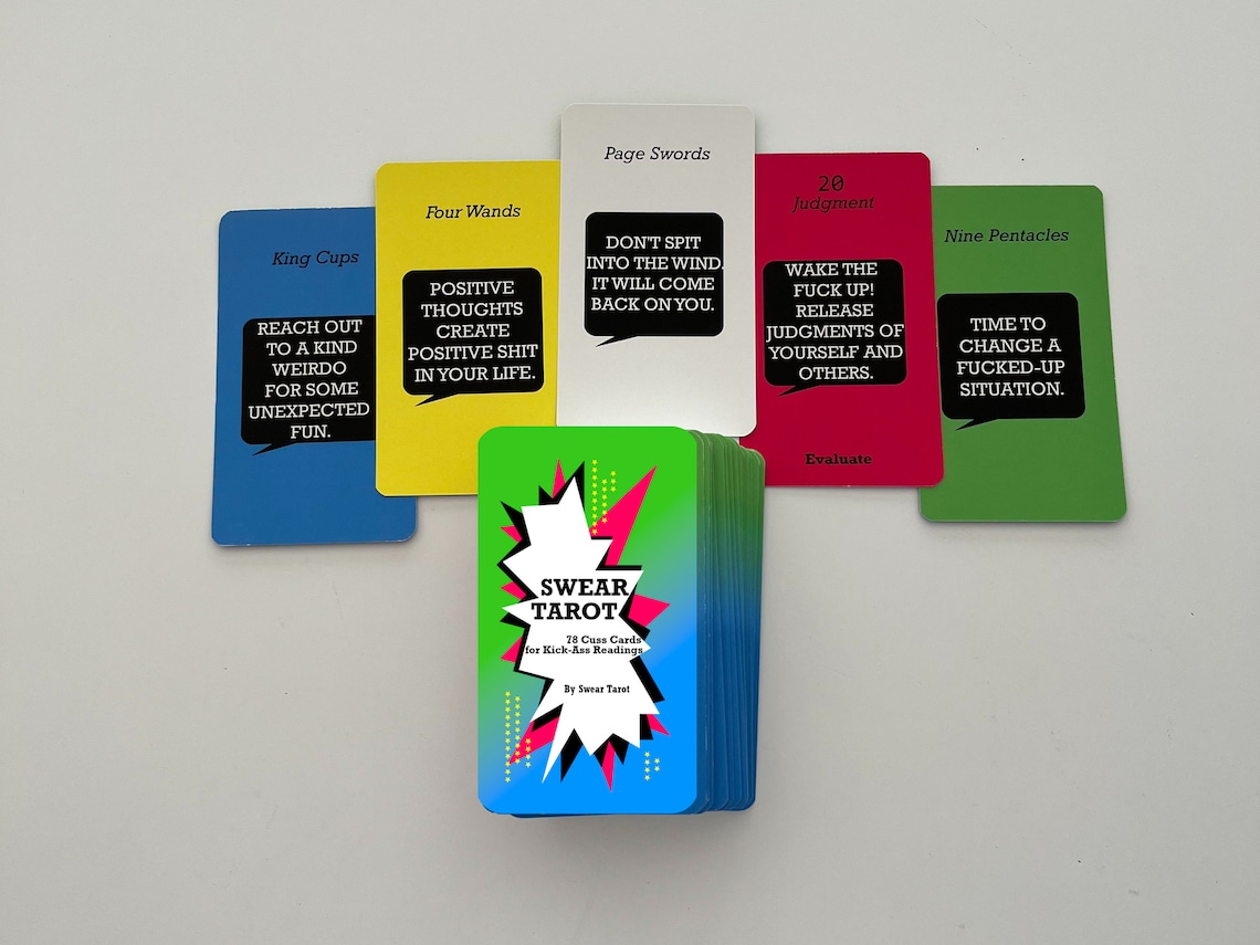 Swear Tarot Oracle Deck 78 Cuss Card Quotes Based on Rider - Etsy