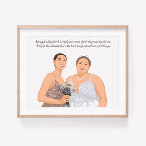 Best Friend Portrait From Photo, Hand Drawn Portrait for Friends ...