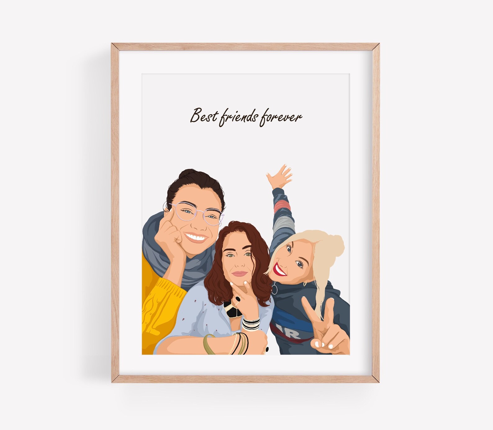 Best Friend Portrait From Photo Hand Drawn Portrait for - Etsy
