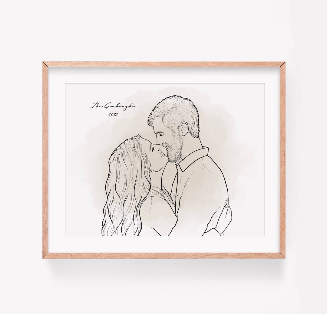 Custom Couple Portrait, Couples Portrait, Custom Line Drawing From ...