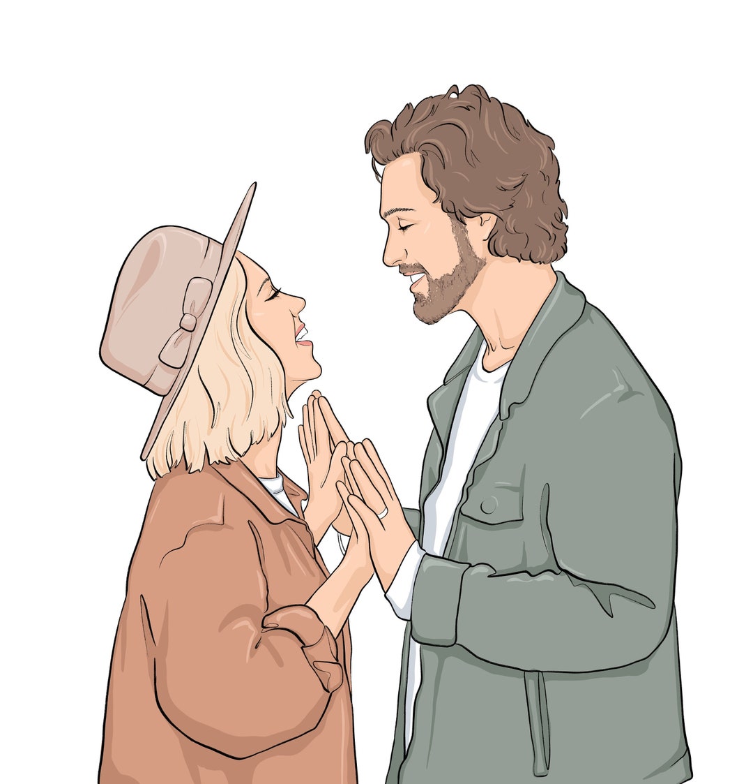 Custom Cartoon Portrait From Photo, Couples Portrait for Loved One ...