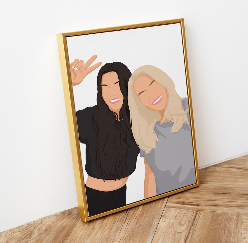 Best Friend Portrait From Photo Hand Drawn Portrait for - Etsy