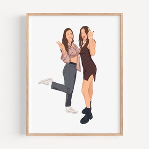 Best Friend Portrait From Photo, Hand Drawn Portrait for Friends ...