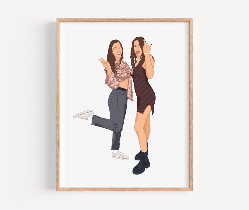 Best Friend Portrait From Photo Hand Drawn Portrait for - Etsy