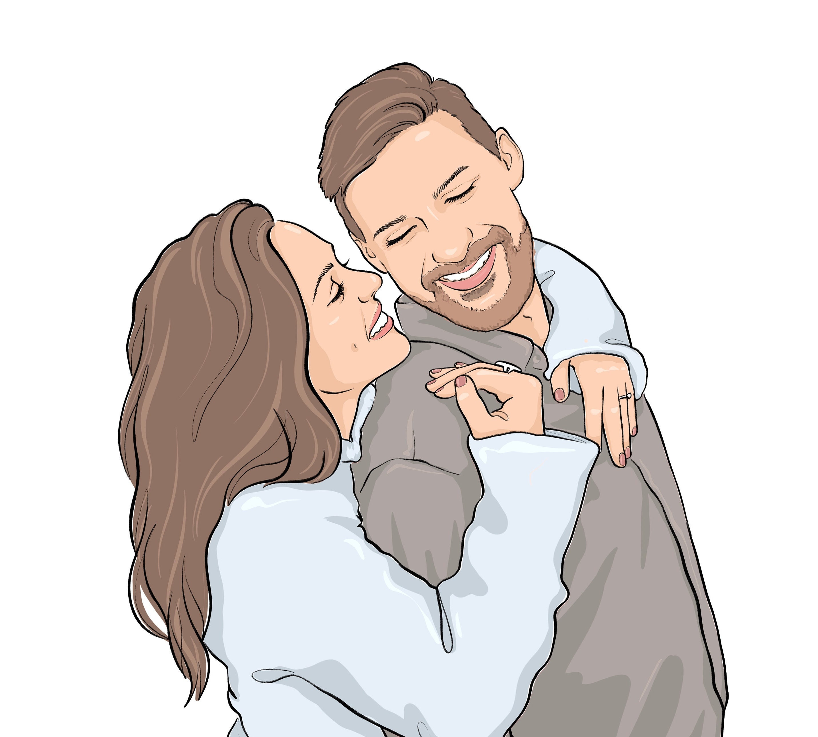 Custom Cartoon Portrait From Photo Couples Portrait for Loved - Etsy