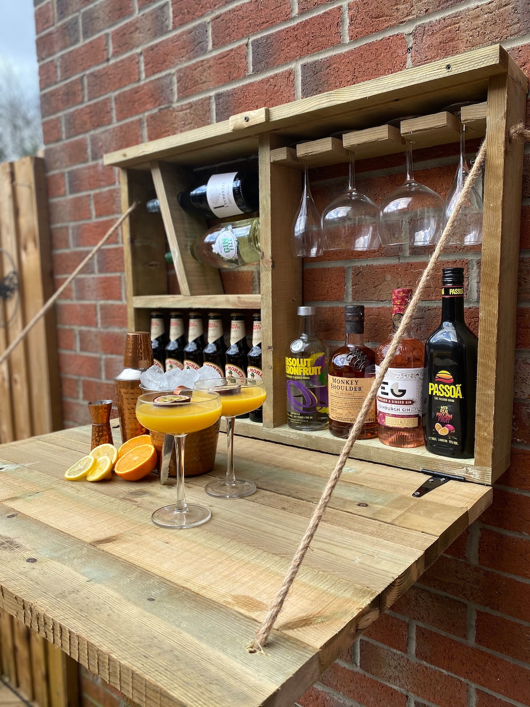 Garden Wall Rutic Gin Beer Fence Folding Bar Wooden Timber - Etsy UK