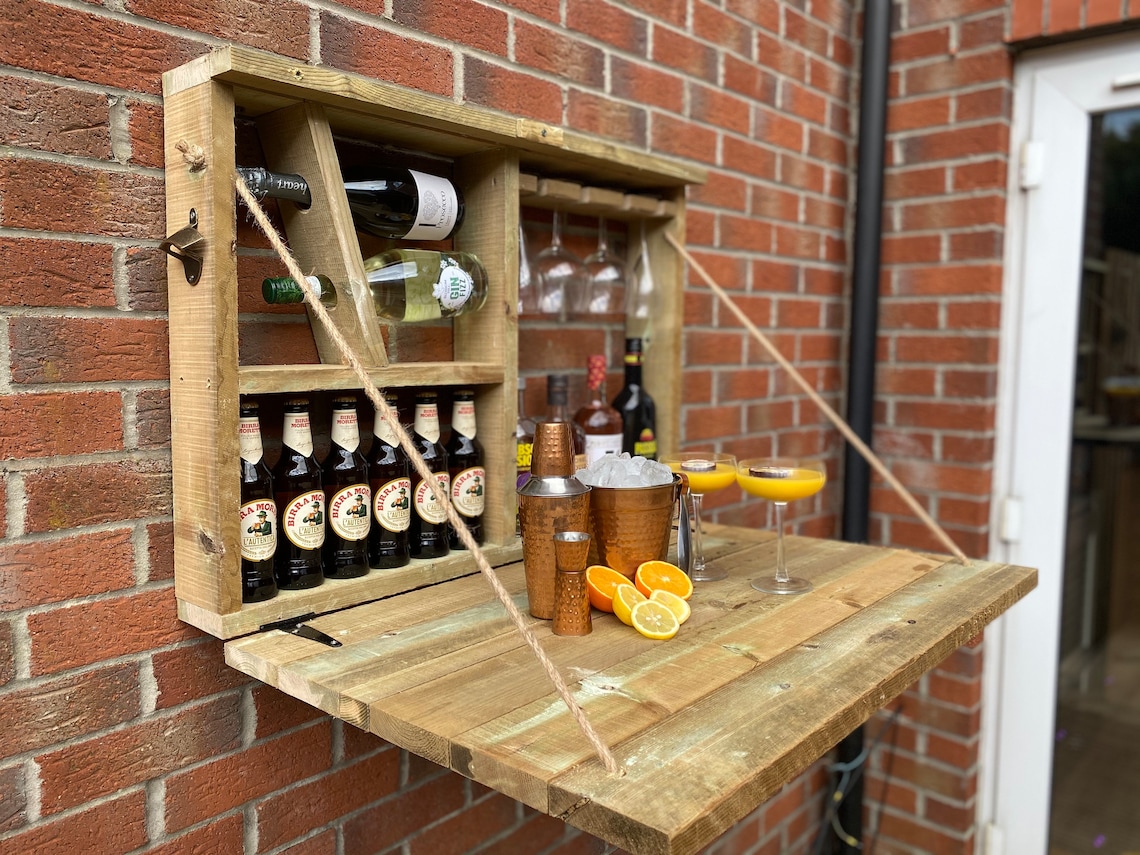 Garden Wall Rutic Gin Beer Fence Folding Bar Wooden Timber - Etsy UK