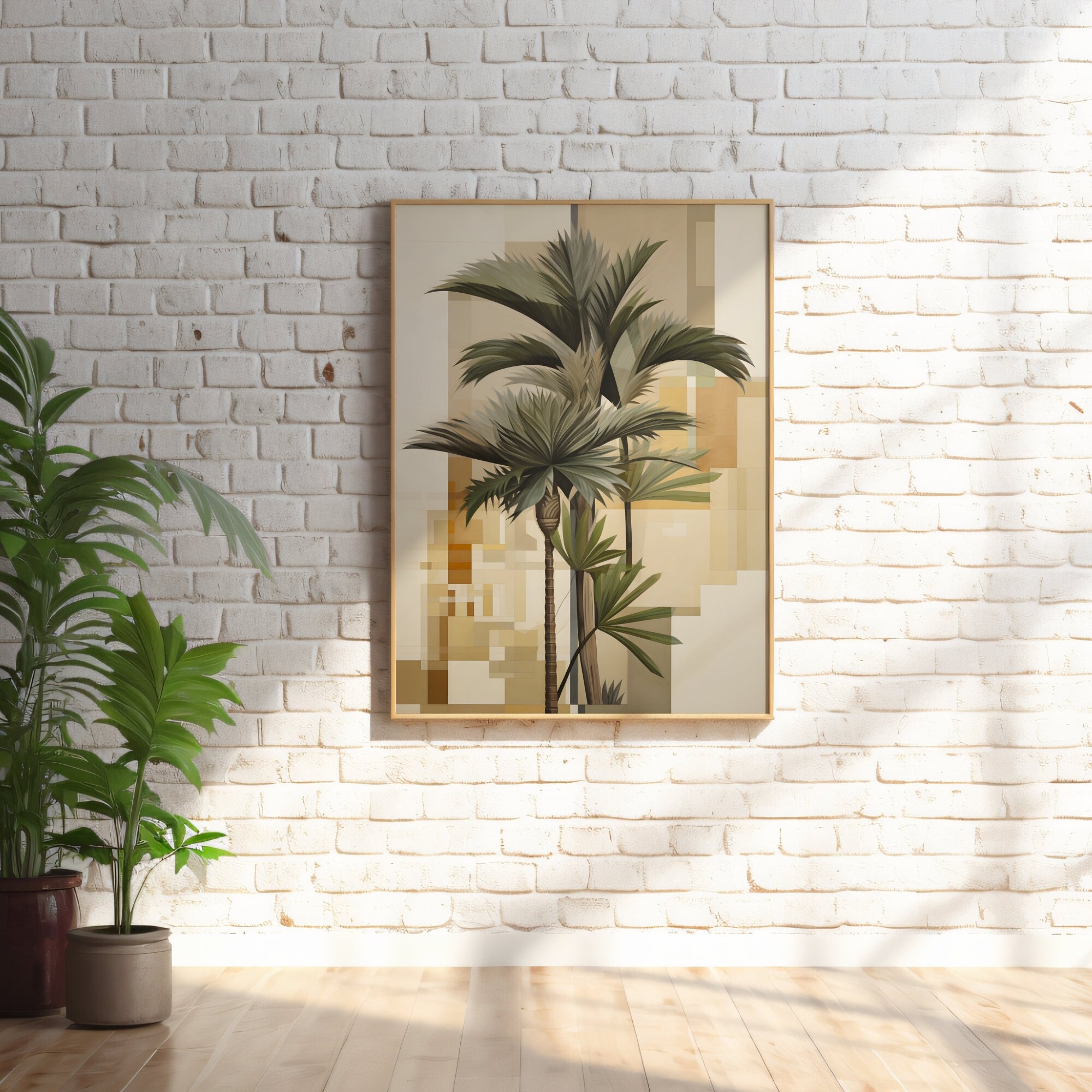Palm Tree in Boho Style Cubism Art Print Posters - Etsy