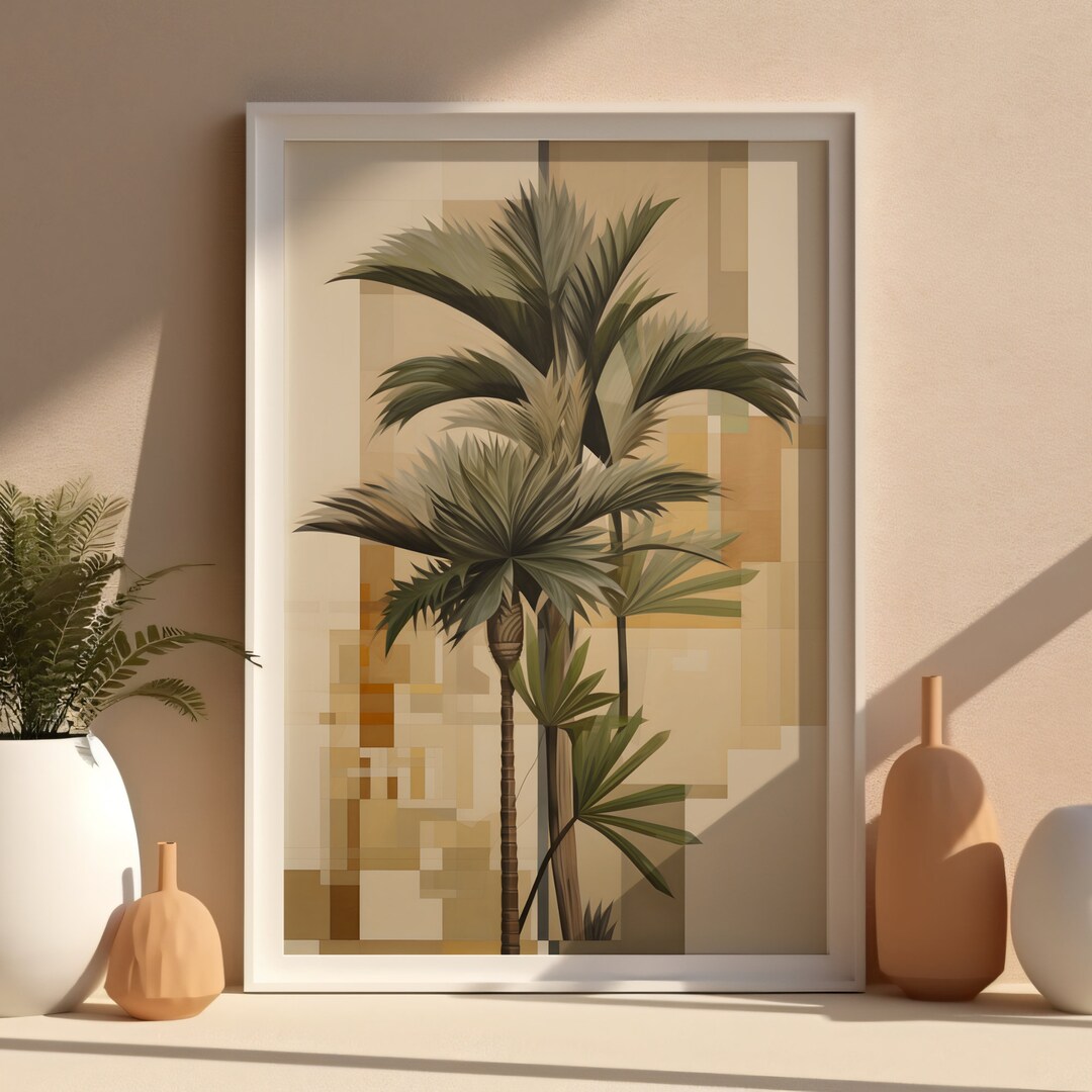 Palm Tree in Boho Style Cubism Art Print Posters - Etsy